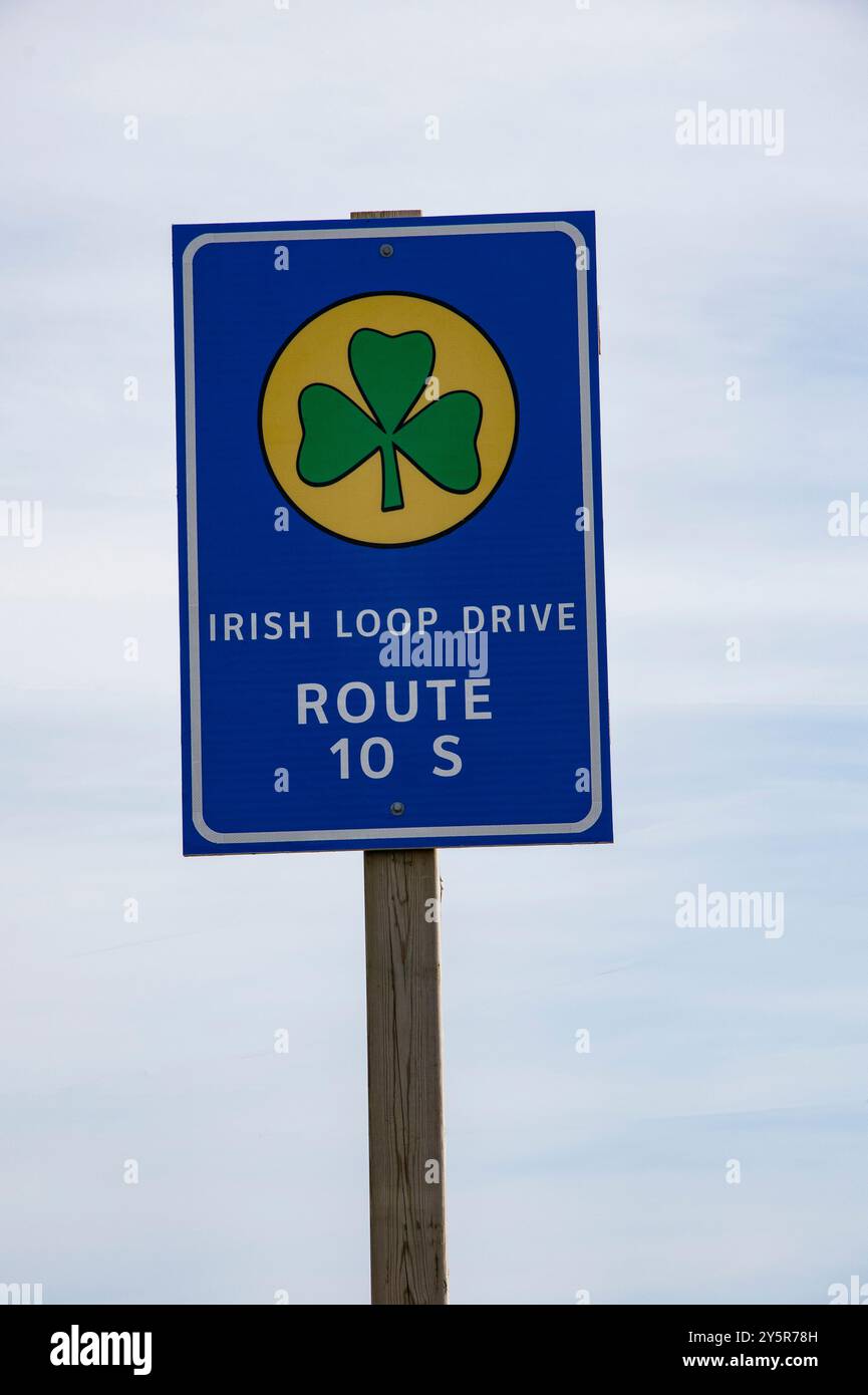 Irish Loop Drive route 10 S sign in St. Vincent's–St. Stephen's–Peter's ...