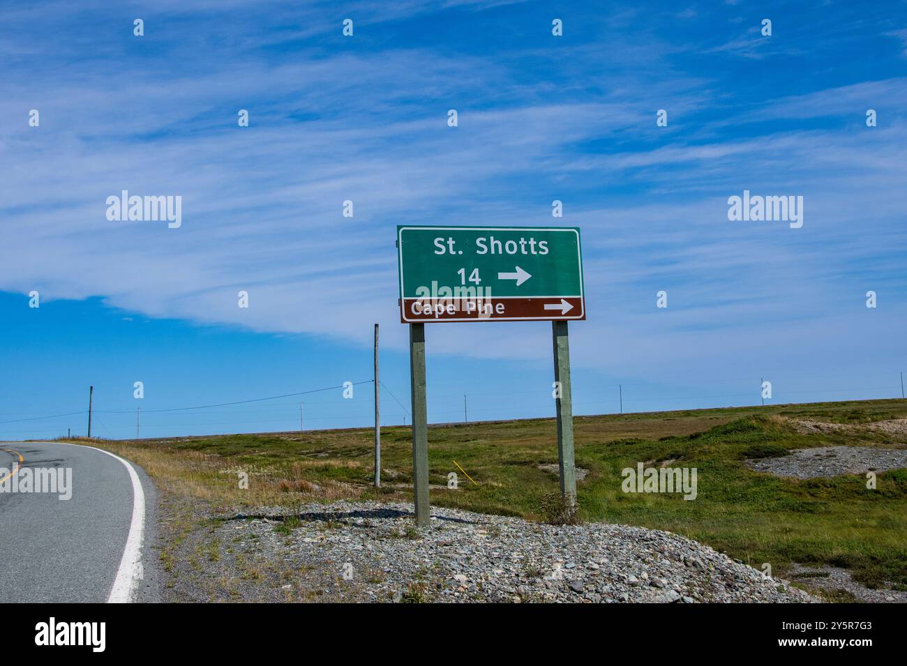 Directional sign to St. Shotts and Cape Pine on NL 10 in Trepassey ...