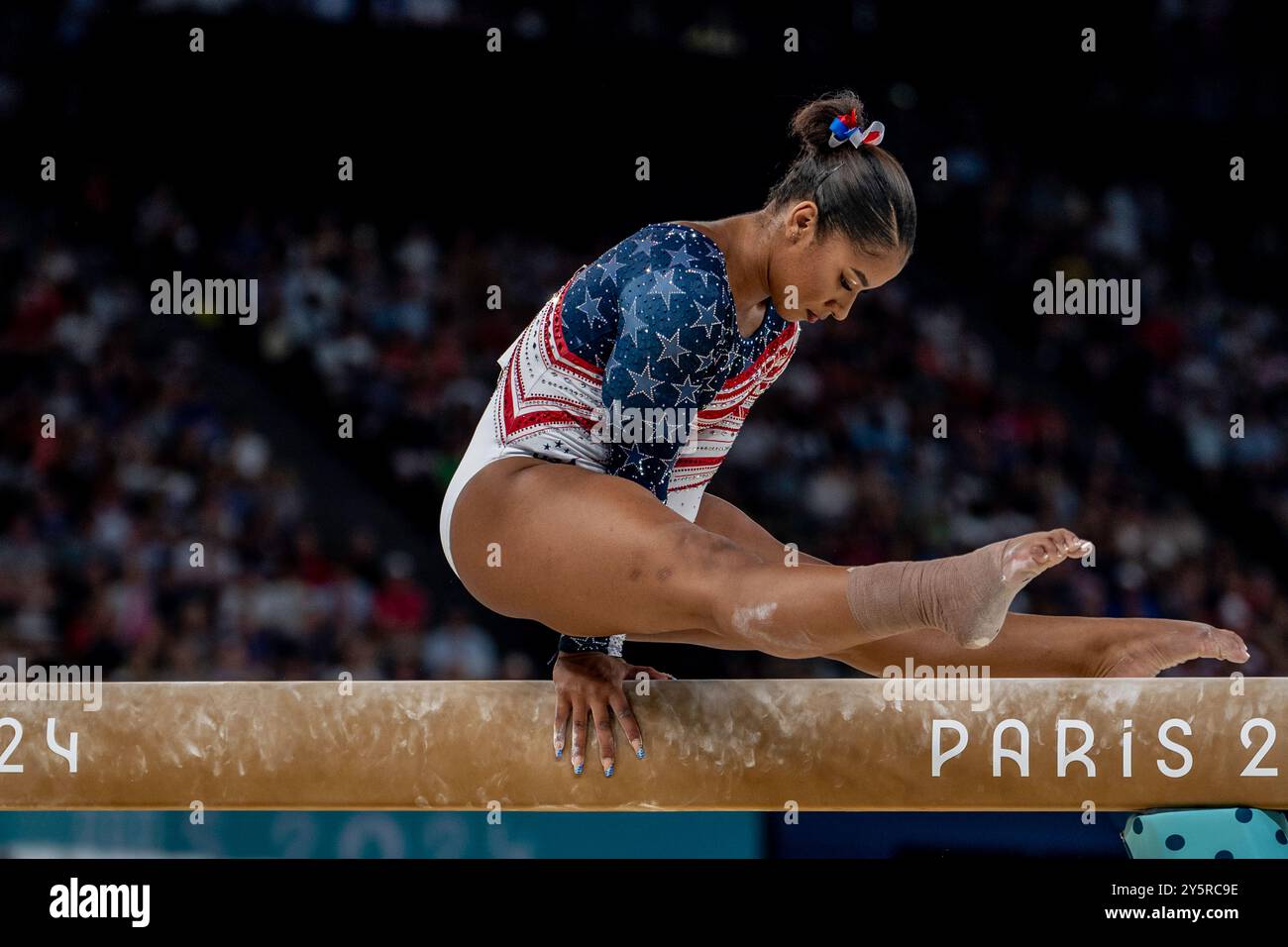 Jordan Chiles (USA) competes on the balance beam during the Women's ...