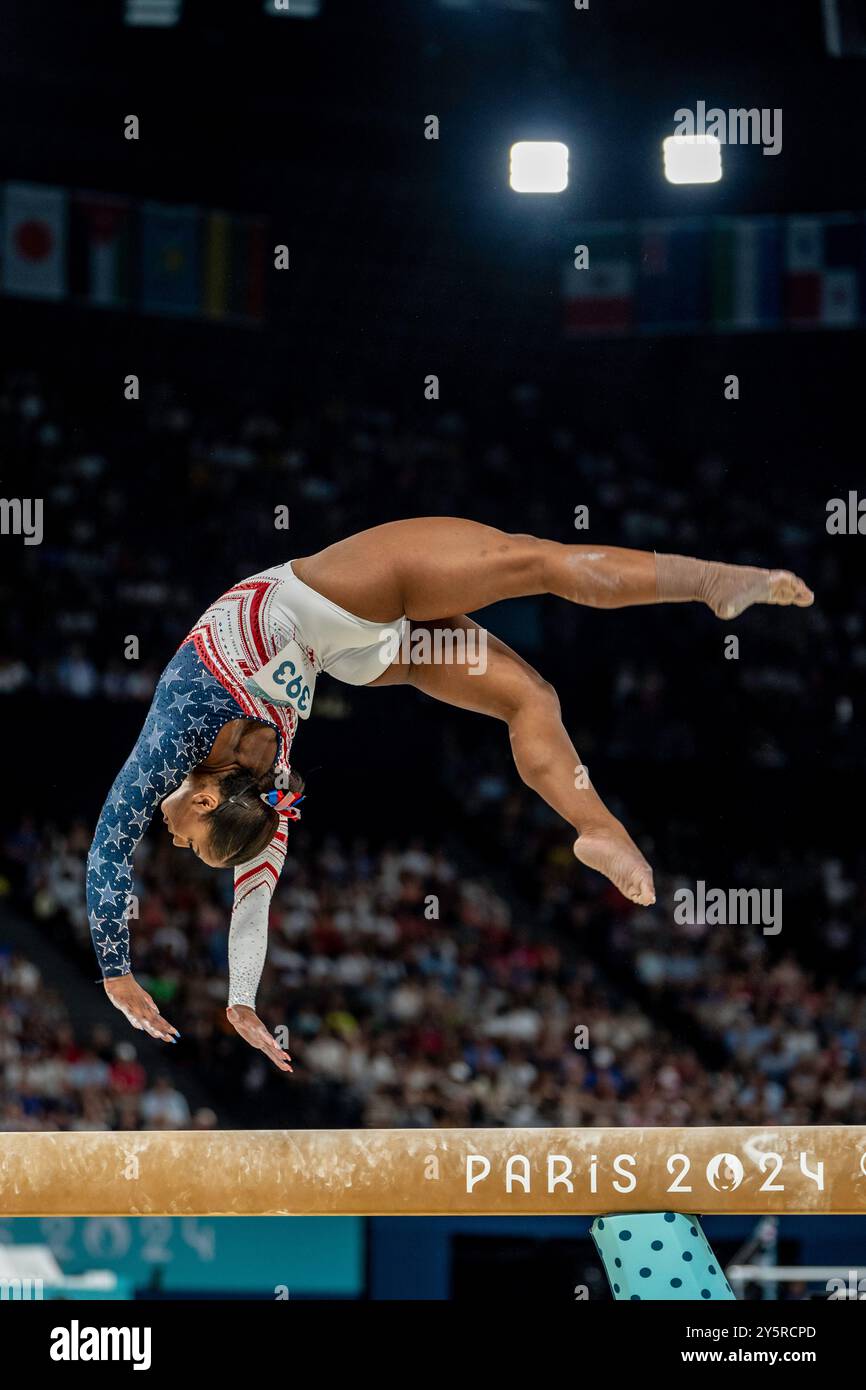 Jordan Chiles (USA) competes on the balance beam during the Women's ...