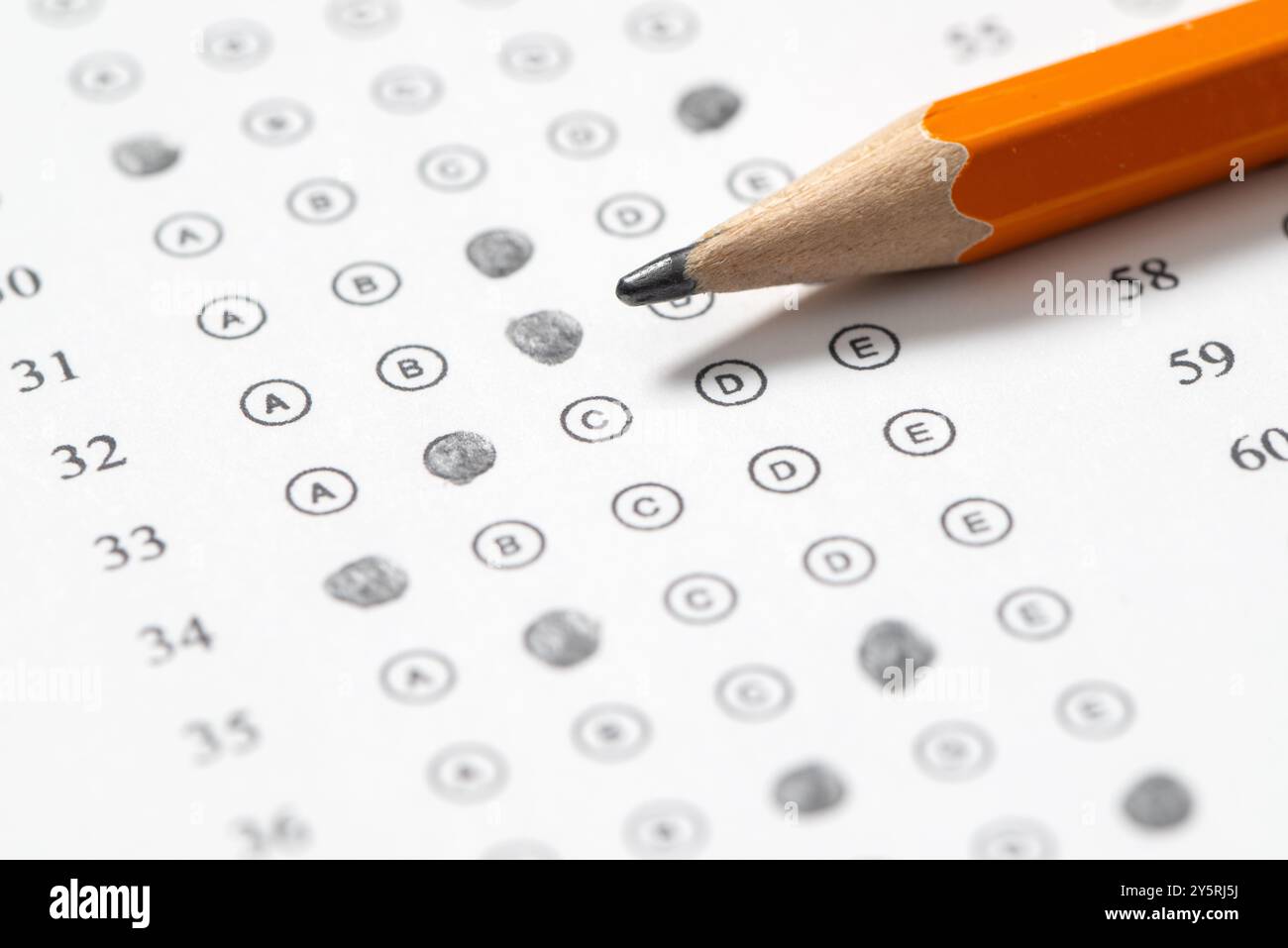 Pencil and multiple choice test sheet Stock Photo - Alamy