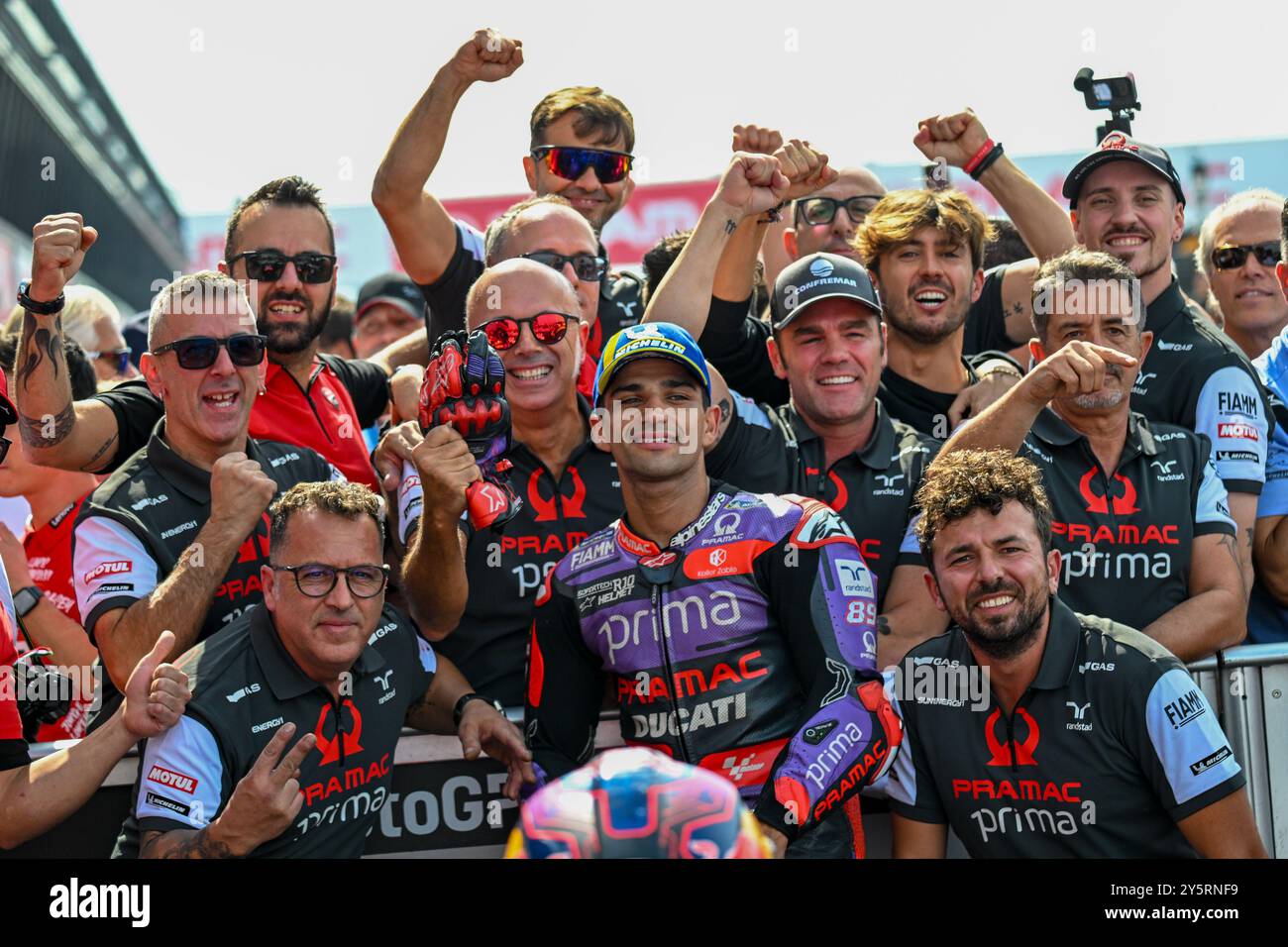Jorge Martin Spanish Prima Pramac Racing Ducati celebrates second place ...