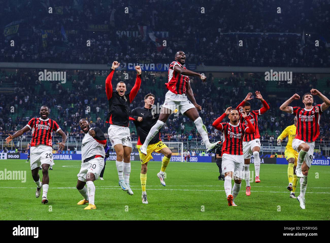 AC Milan players celebrate the victory at the end of the match during ...