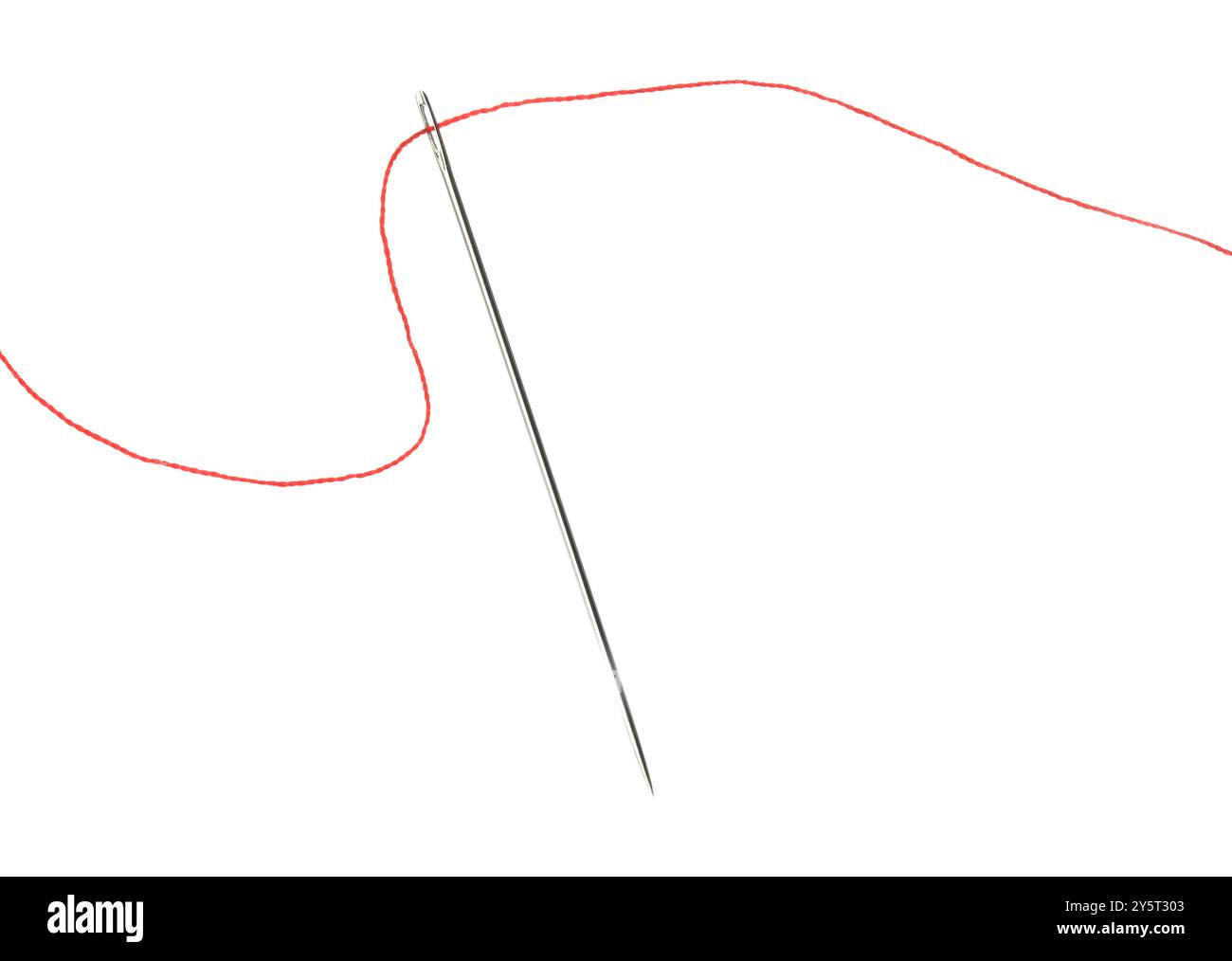 Sewing needle with red thread isolated on white Stock Photo - Alamy
