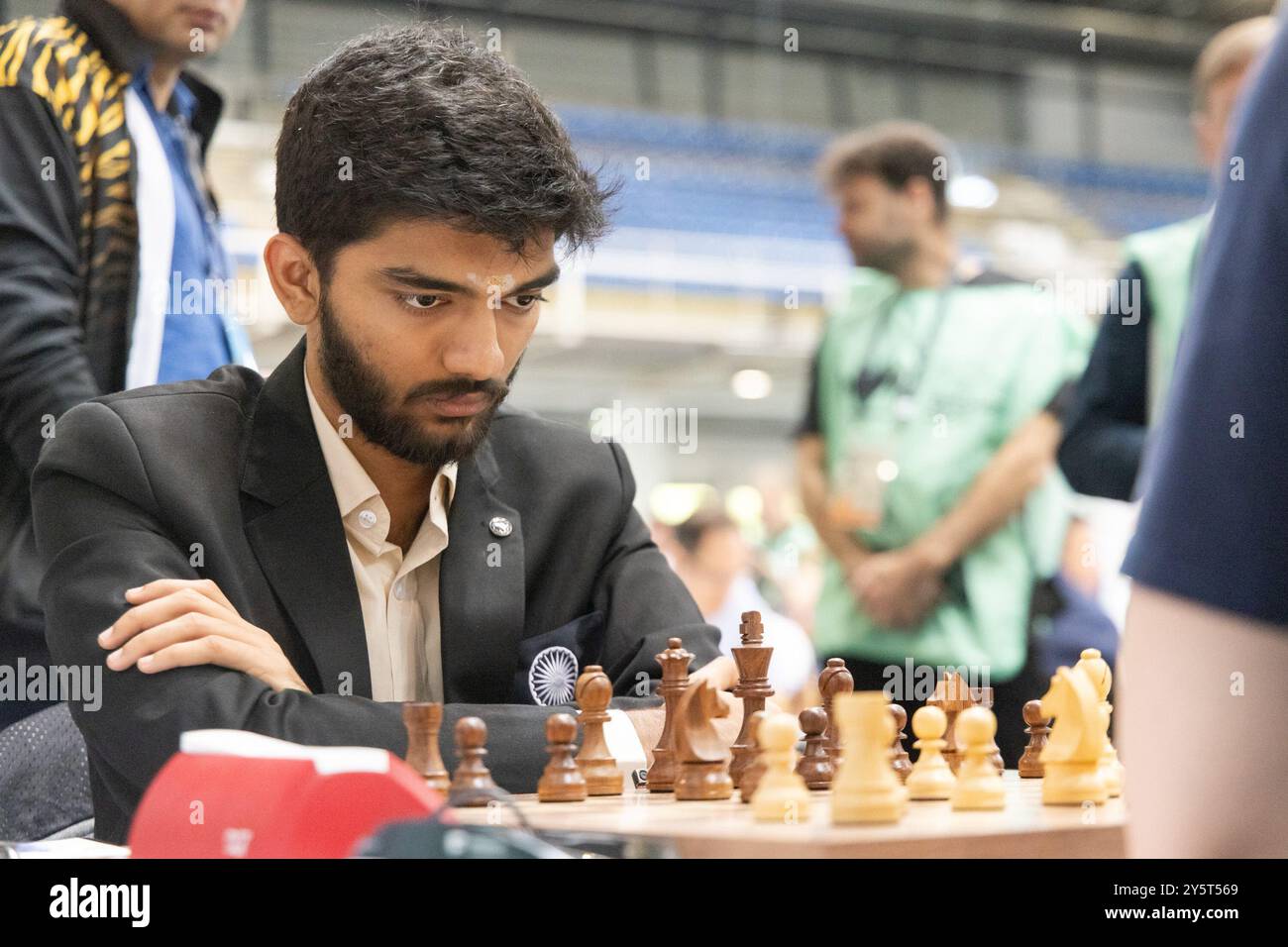 Budapest. 22nd Sep, 2024. Gukesh D of India competes during round 11 of ...