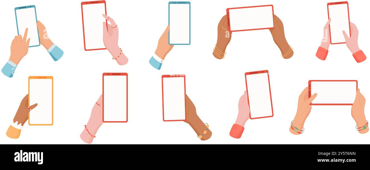 Smartphone Hand Cartoon Set Stock Vector Image & Art - Alamy