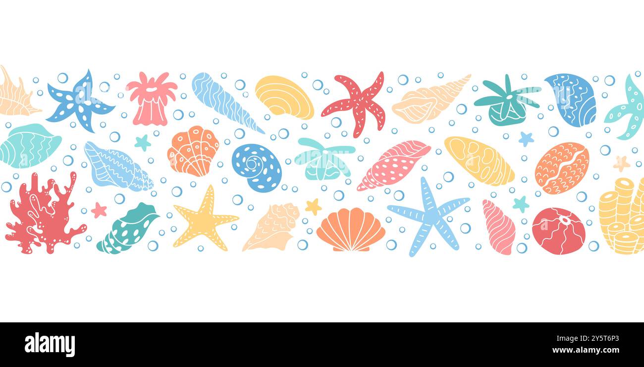 Vibrant Marine Life Pattern with Coral and Seashells Stock Vector Image ...