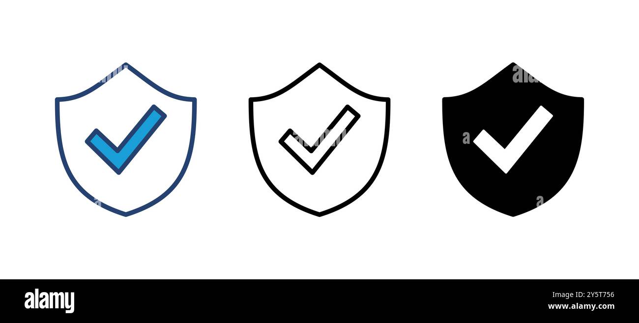 Shield check mark icon vector. Protection approve sign. Safe icon ...