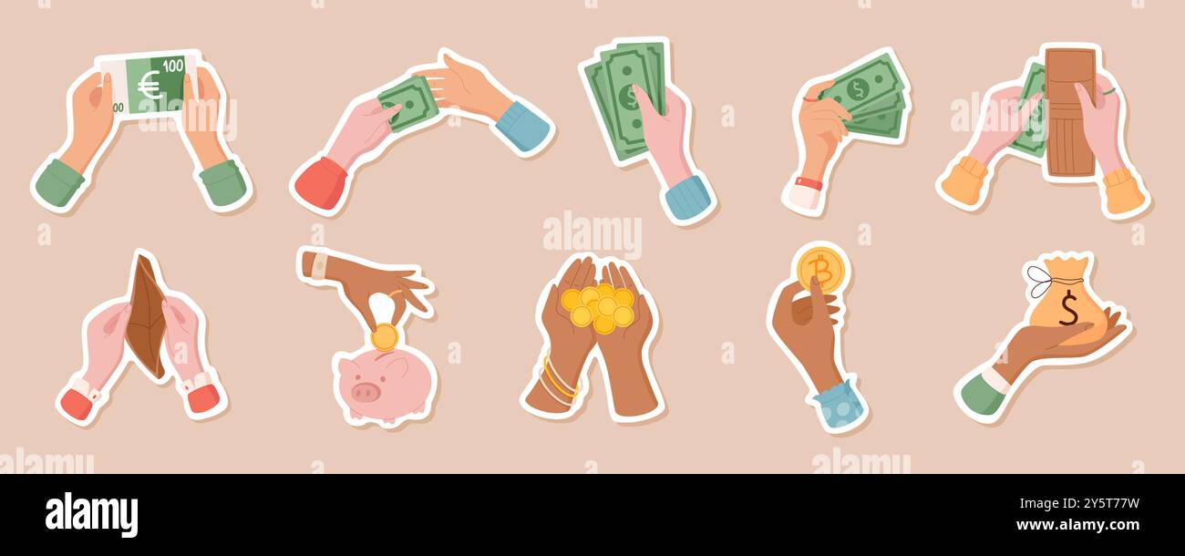 Cartoon Money Hand Icon Set Stock Vector Image & Art - Alamy