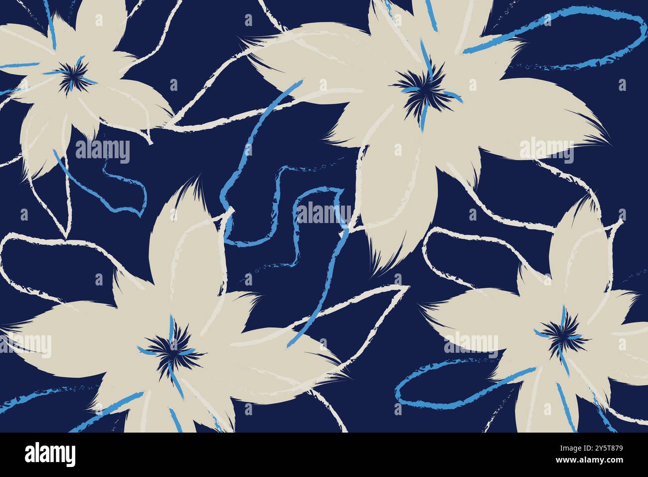 A Seamless hand drawing Floral textile with a floral pattern with large ...