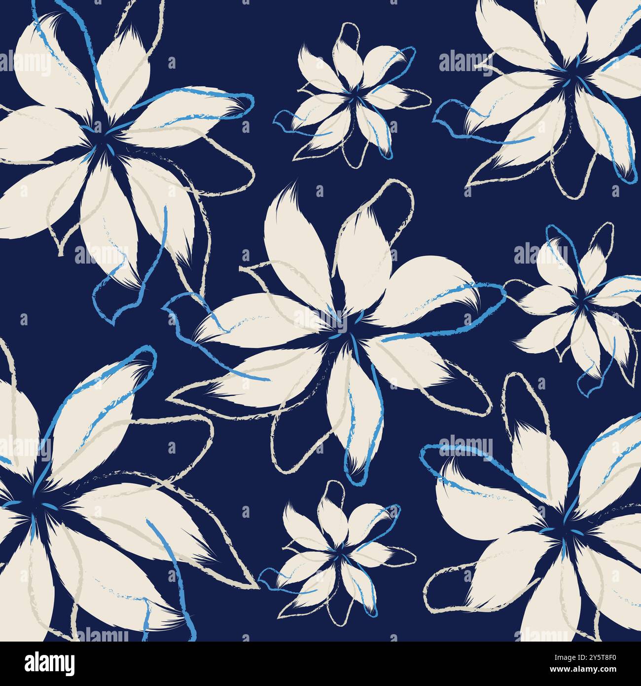 a monochromatic floral pattern where soft white abstract flowers ...