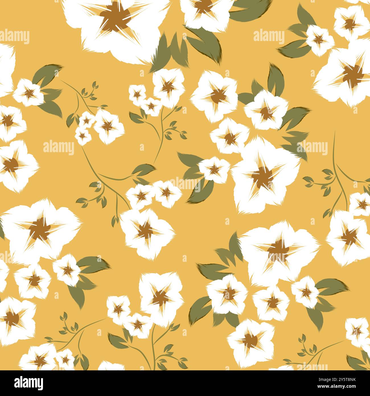 Modern pattern of flowers are distributed evenly, creating a balanced ...