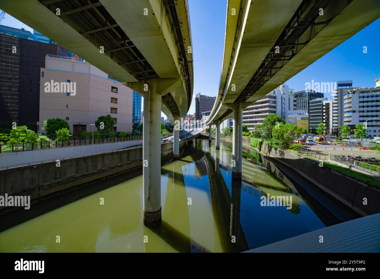 A traffic jam at the city highway in Tokyo wide shot Stock Photo - Alamy