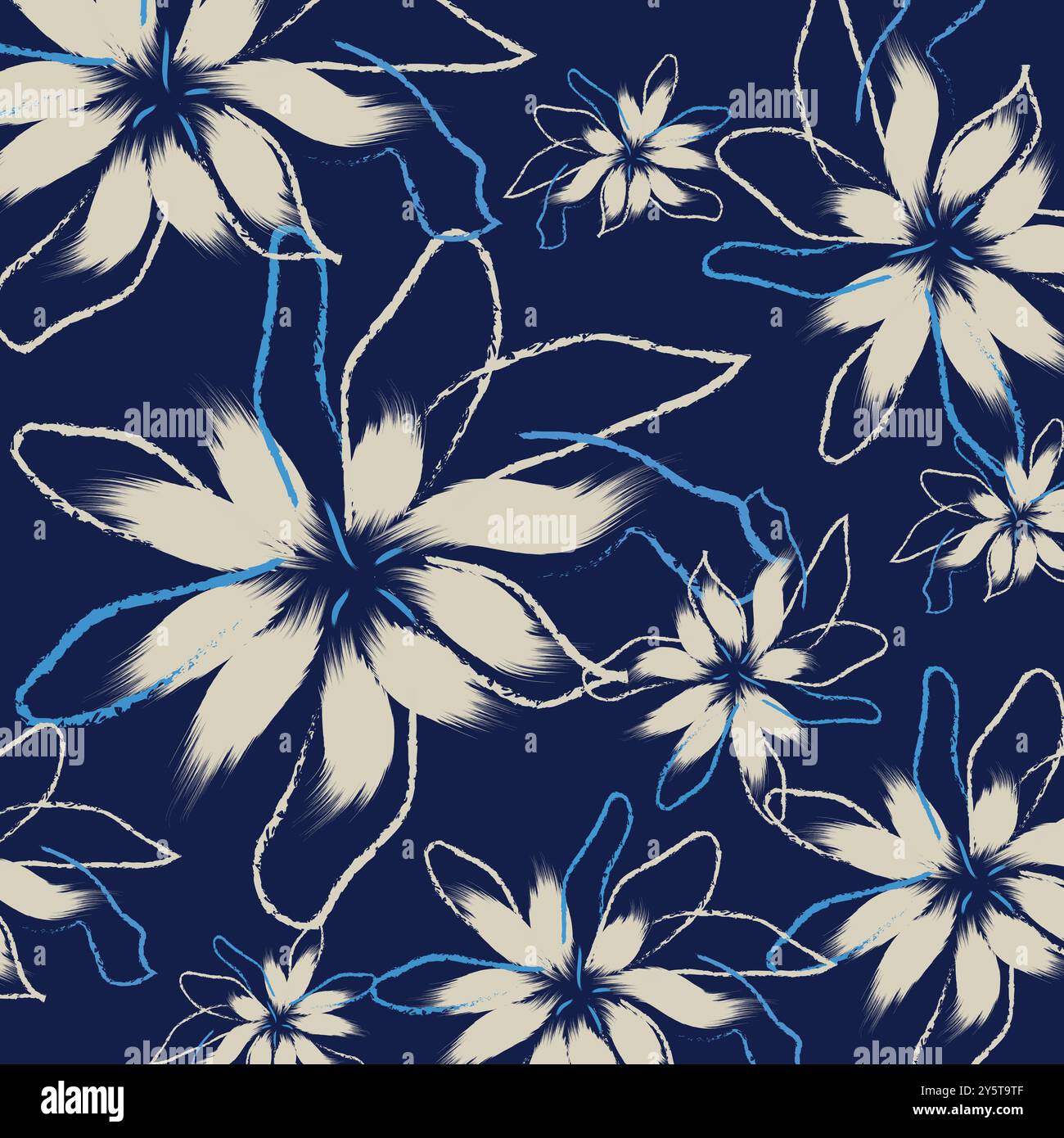 a monochromatic floral pattern where soft white abstract flowers ...