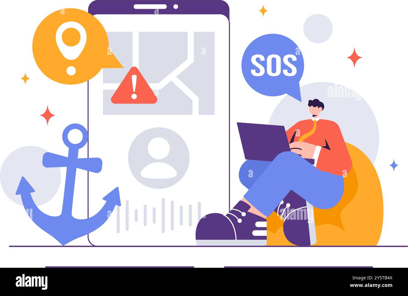 Emergency signal on background sea Stock Vector Images - Alamy