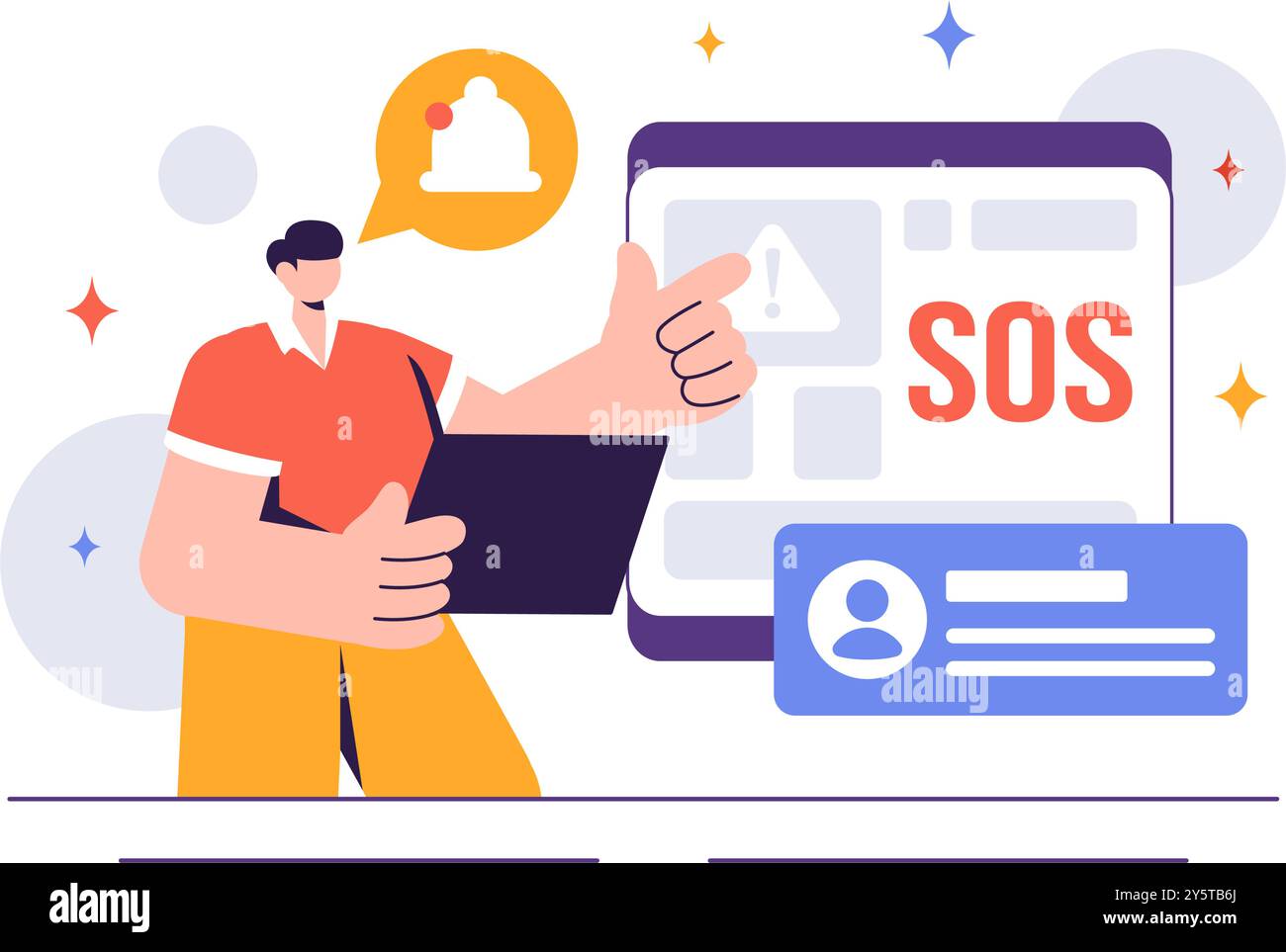 SOS Message Illustration featuring People in Need of Emergency ...