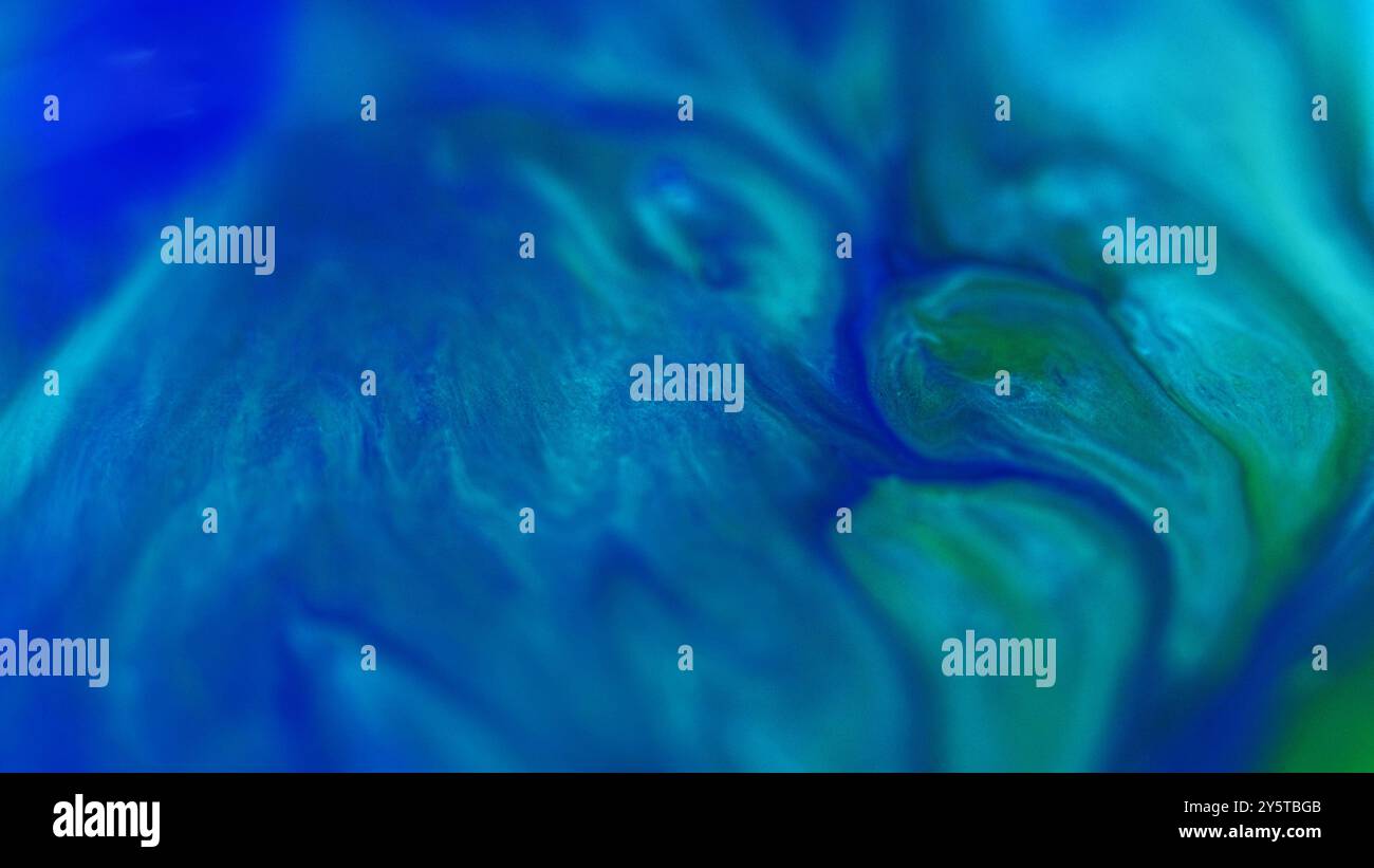 Marble spill. Ink splash. Defocused cyan blue green color wet emulsion ...