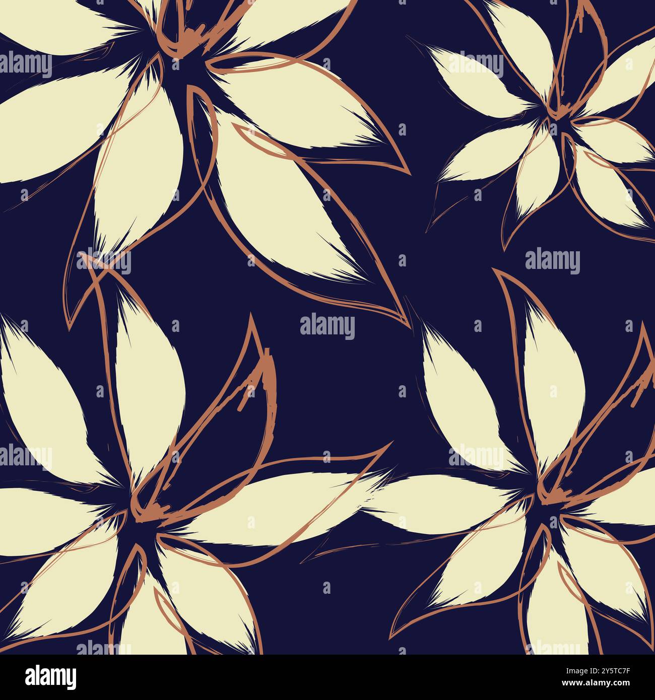 A soft cream of blue flowers pattern of cloth pattern of handdrawing ...