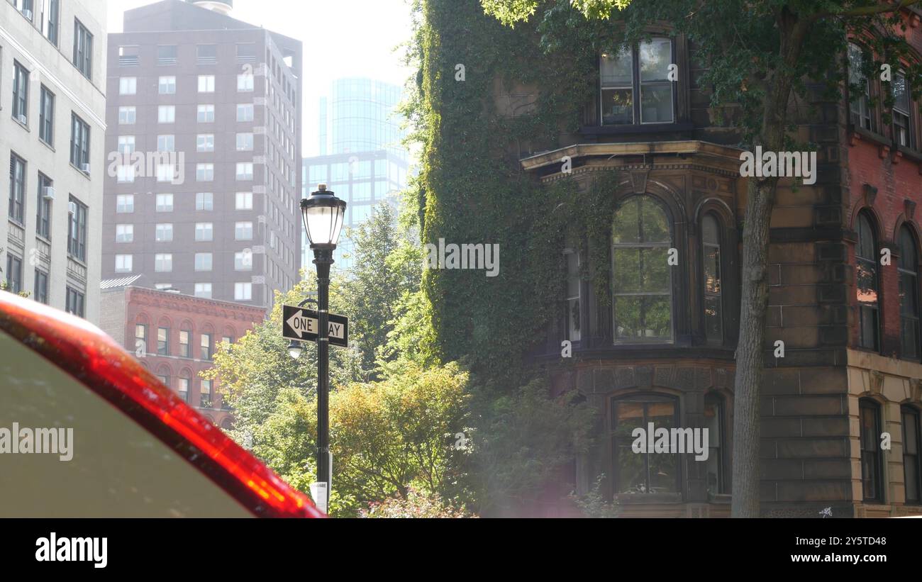 New York City Stuyvesant street corner, intersection one way arrow ...