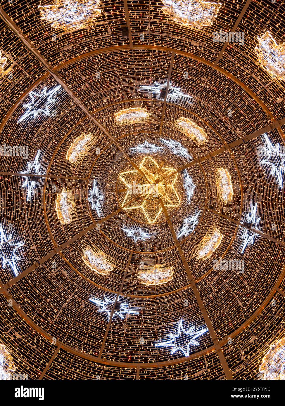 Interior View of Illuminated Christmas Tree Structure Stock Photo - Alamy