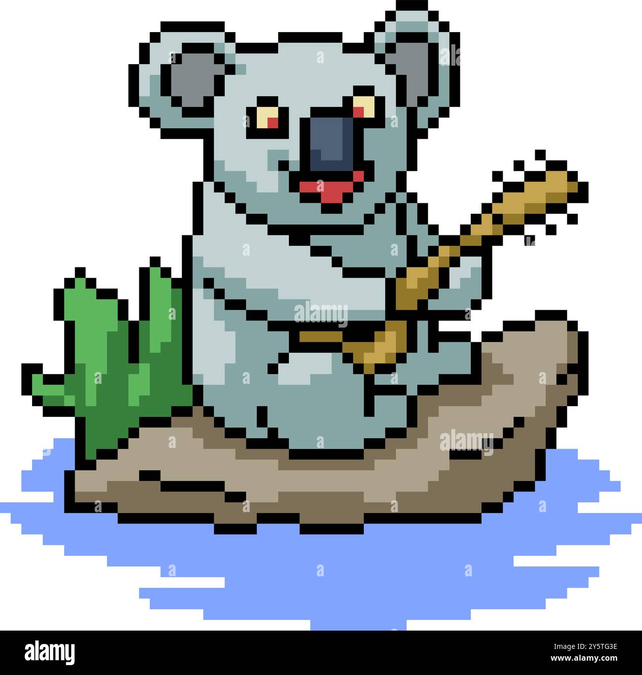 pixel art of koala bear chilling isolated background Stock Vector Image ...