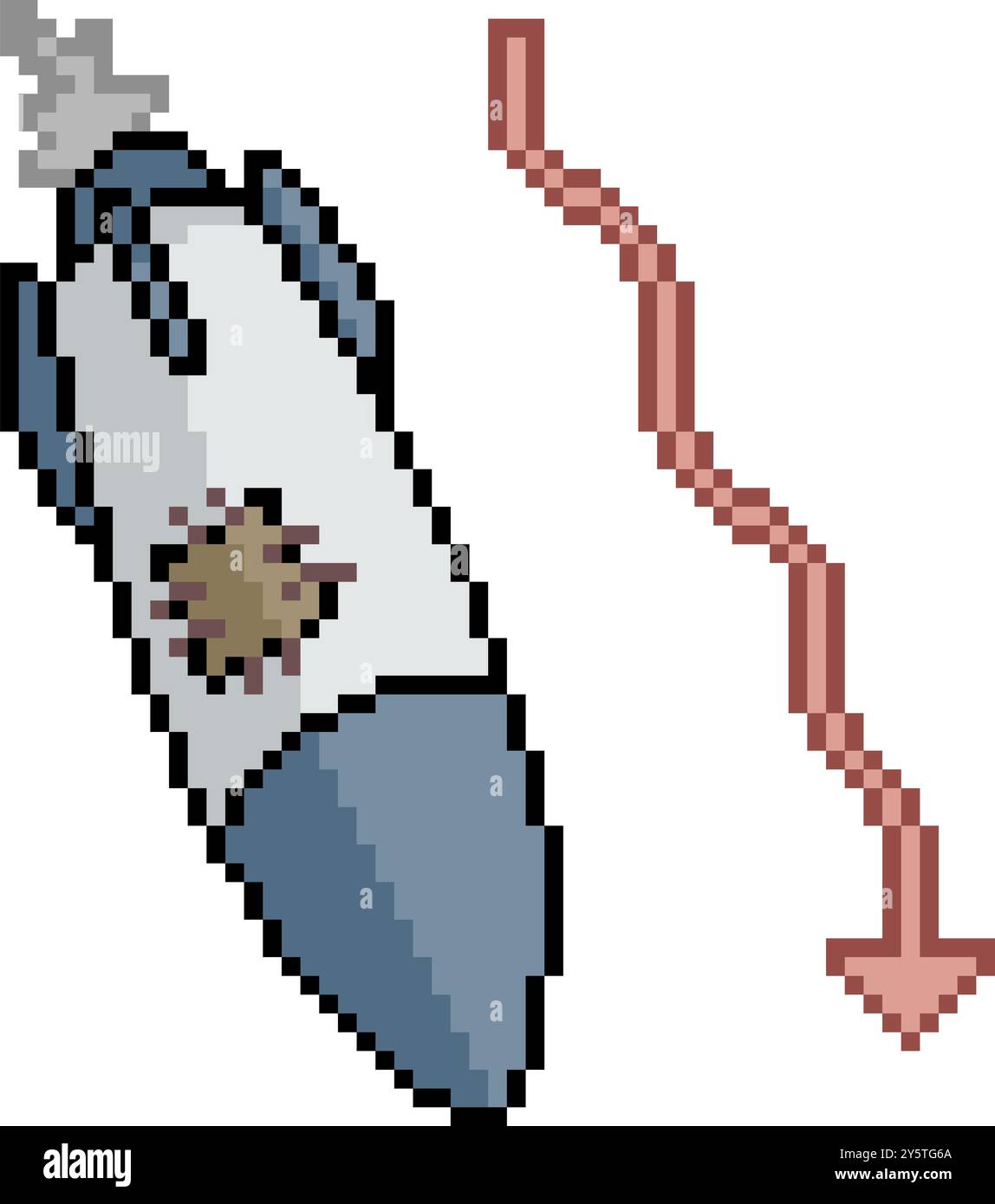 pixel art of rocket fall down isolated background Stock Vector Image ...