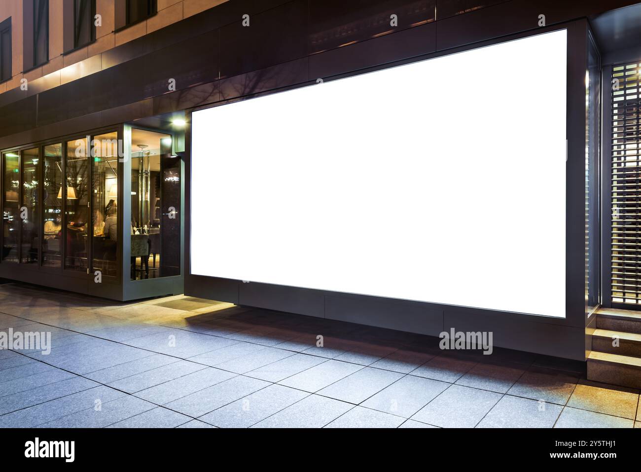 Blank Mockup Of Store Street Showcase Advertising Poster Window In A ...