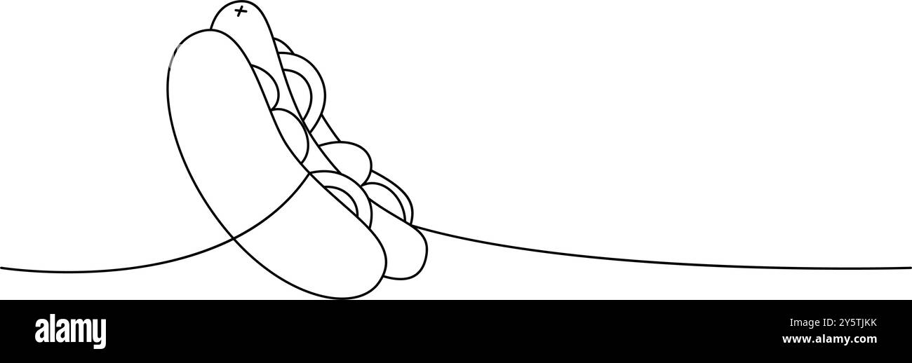 Hot dog one line continuous drawing. Takeaway snack. Vector linear ...
