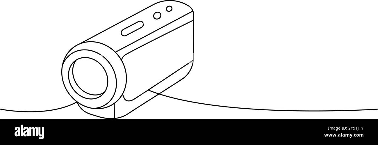 Professional video camera one line continuous drawing. Professional ...