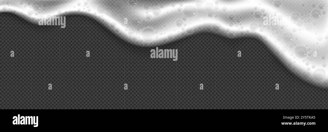 Beer or soap white flowing foam border on transparent background ...