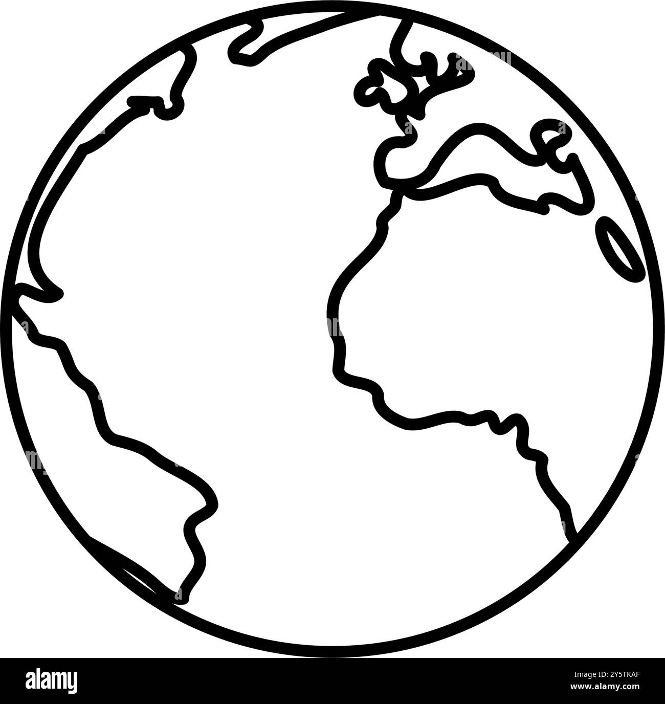 Simple line drawing in black and white of the earth, isometric ...