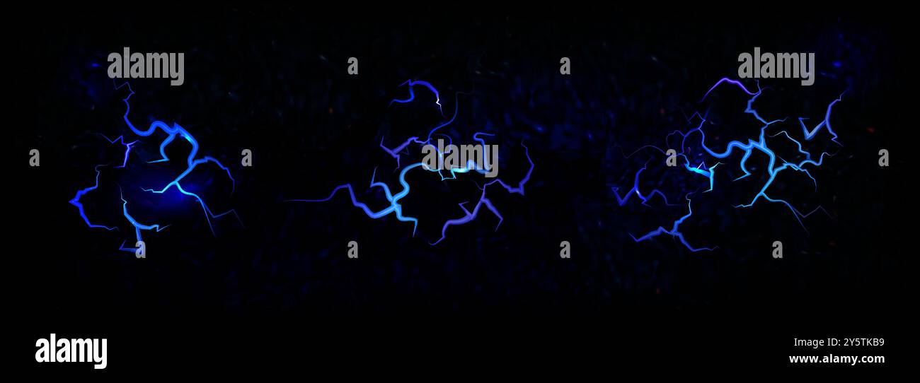 Magic blue floor crack with light. Dark lava fire glowing texture ...