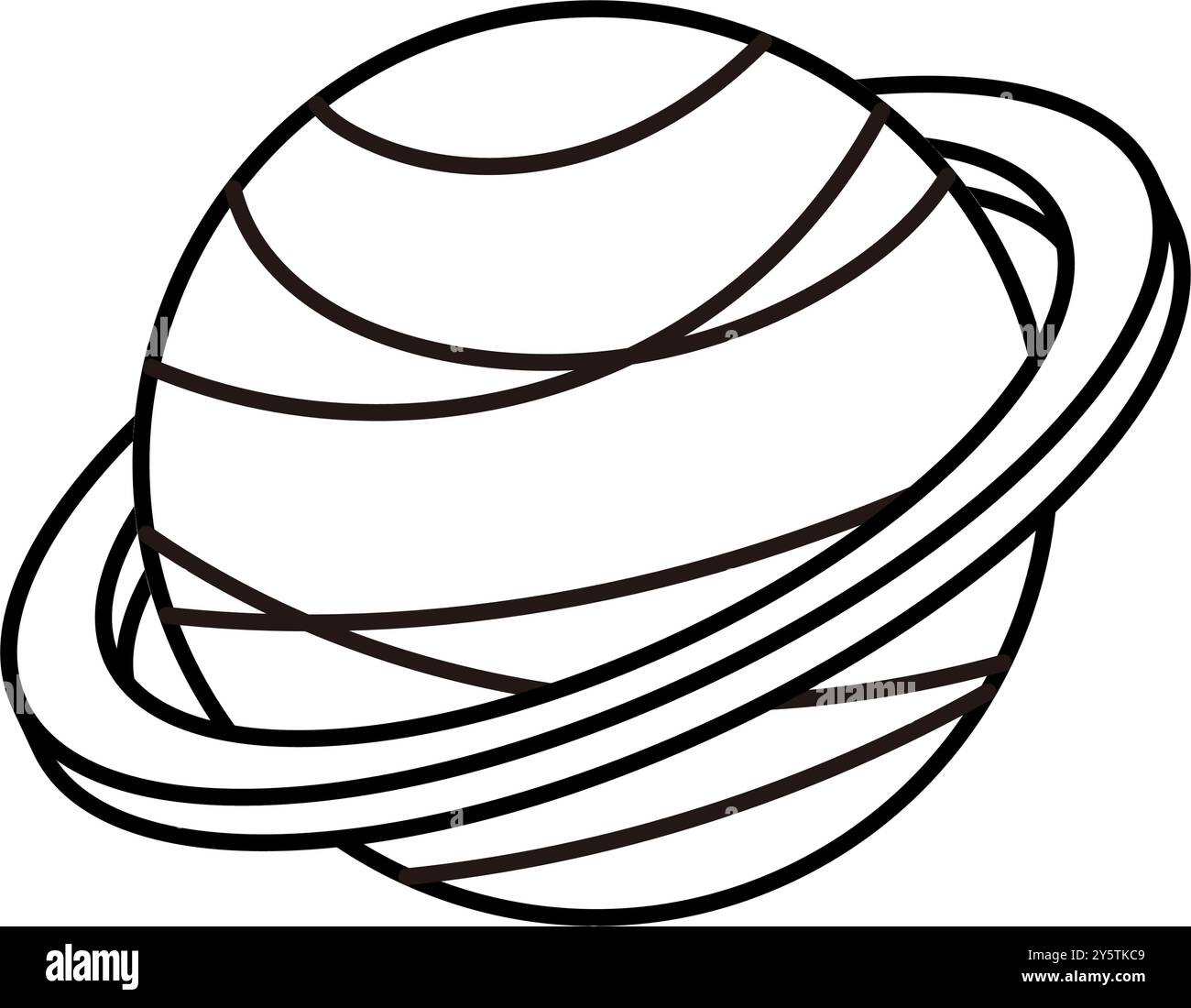 Simple line drawing in black and white of Saturn, isometric ...
