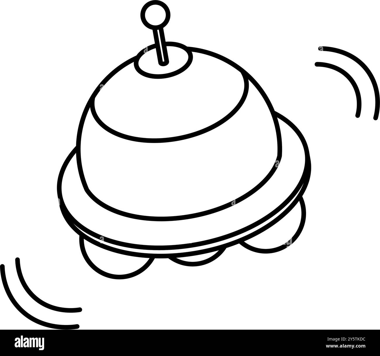 Simple line drawing in black and white of UFO, isometric illustration ...