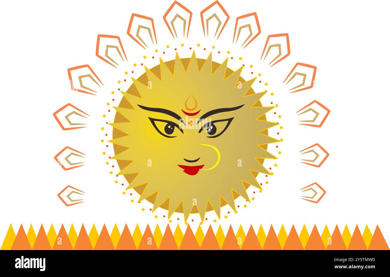 Goddess Durga with other puja elements 2 Stock Vector Image & Art - Alamy