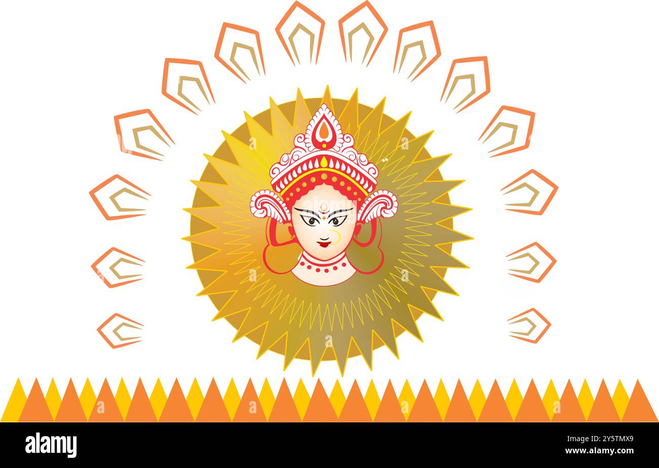 Goddess Durga with other puja elements 1 Stock Vector Image & Art - Alamy