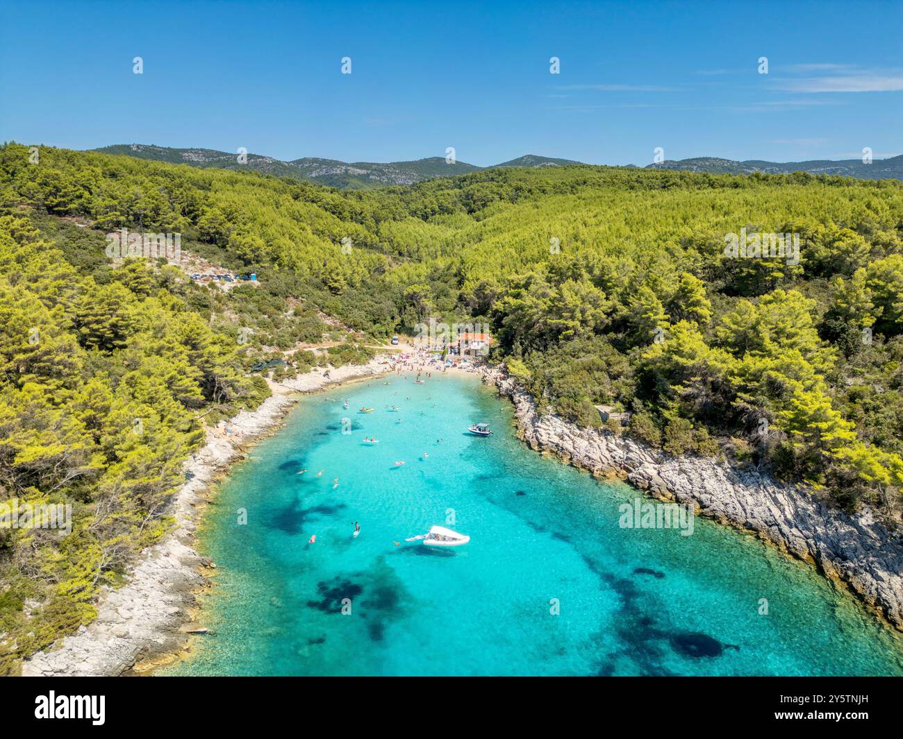 Korcula Island, Croatia - August 5, 2024: An overhead view of Zitna ...