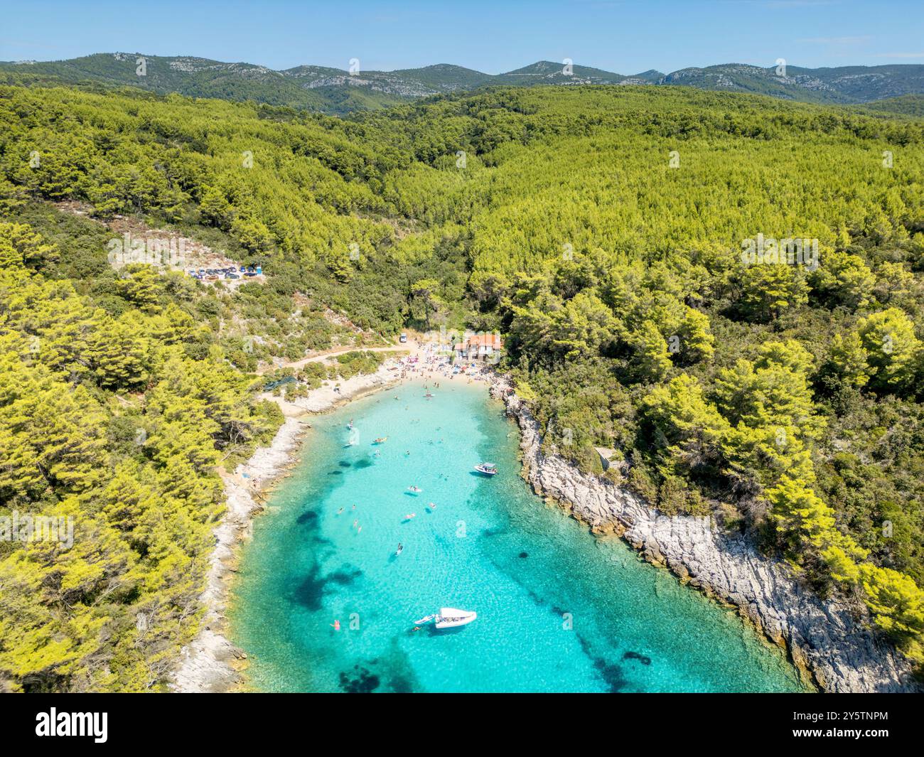 Korcula Island, Croatia - August 5, 2024: An overhead view of Zitna ...
