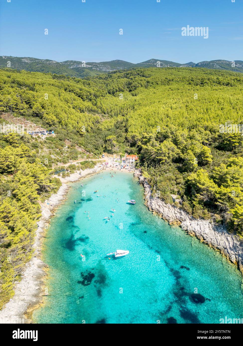 Korcula Island, Croatia - August 5, 2024: An overhead view of Zitna ...