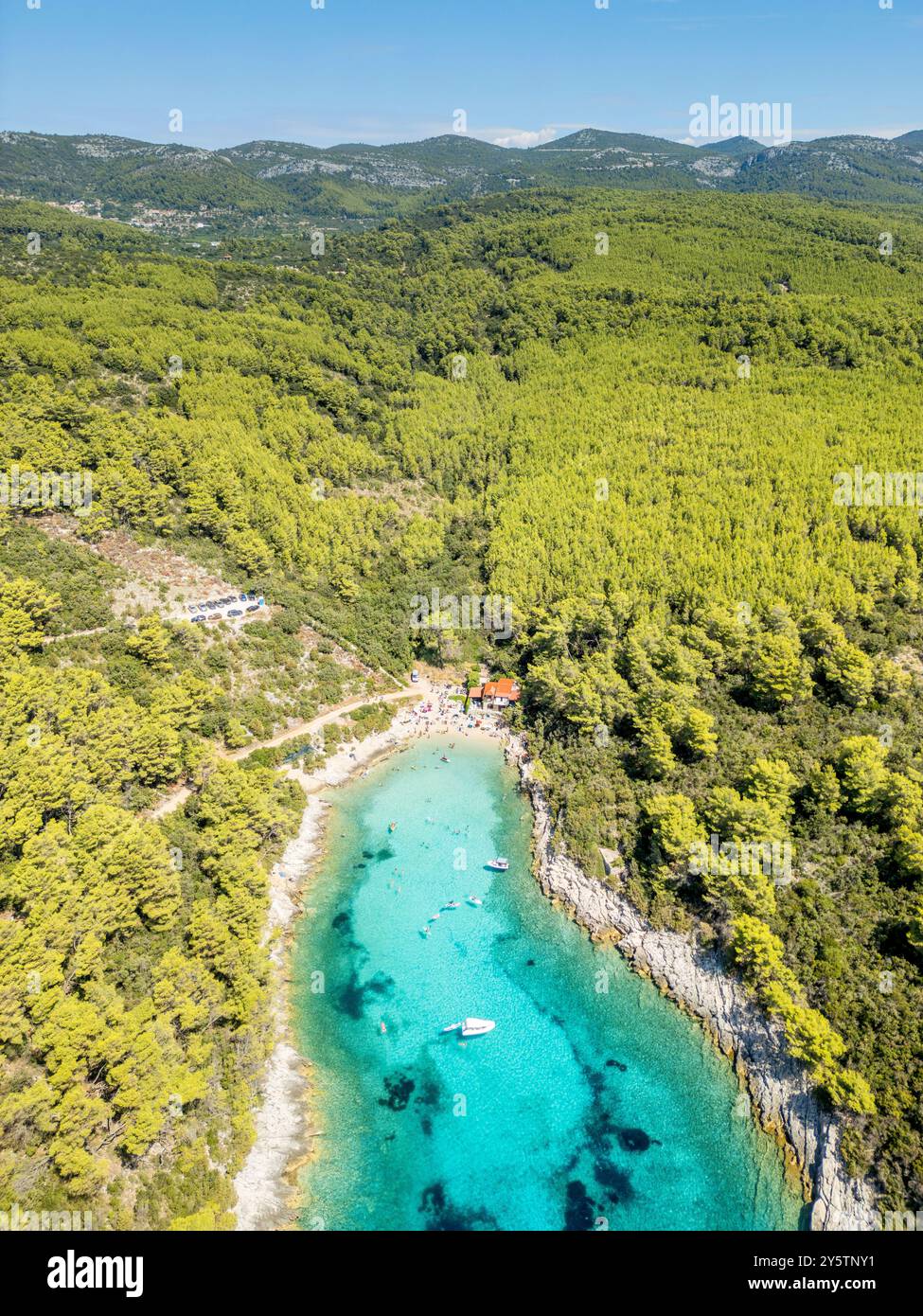 Korcula Island, Croatia - August 5, 2024: An overhead view of Zitna ...