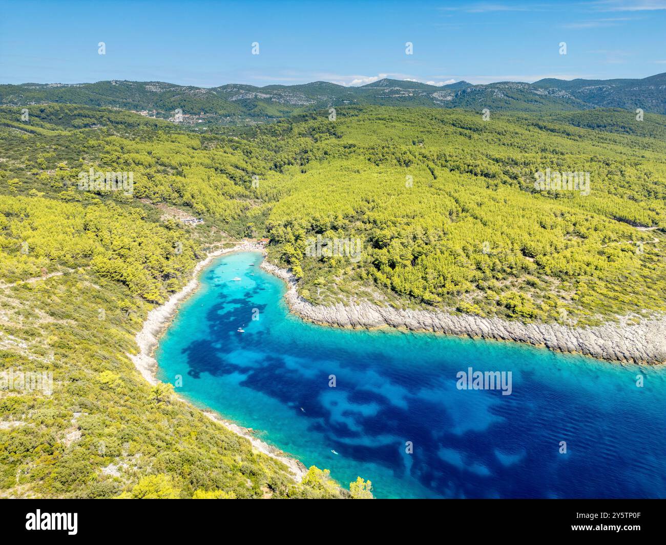 Korcula Island, Croatia - August 5, 2024: An overhead view of Zitna ...