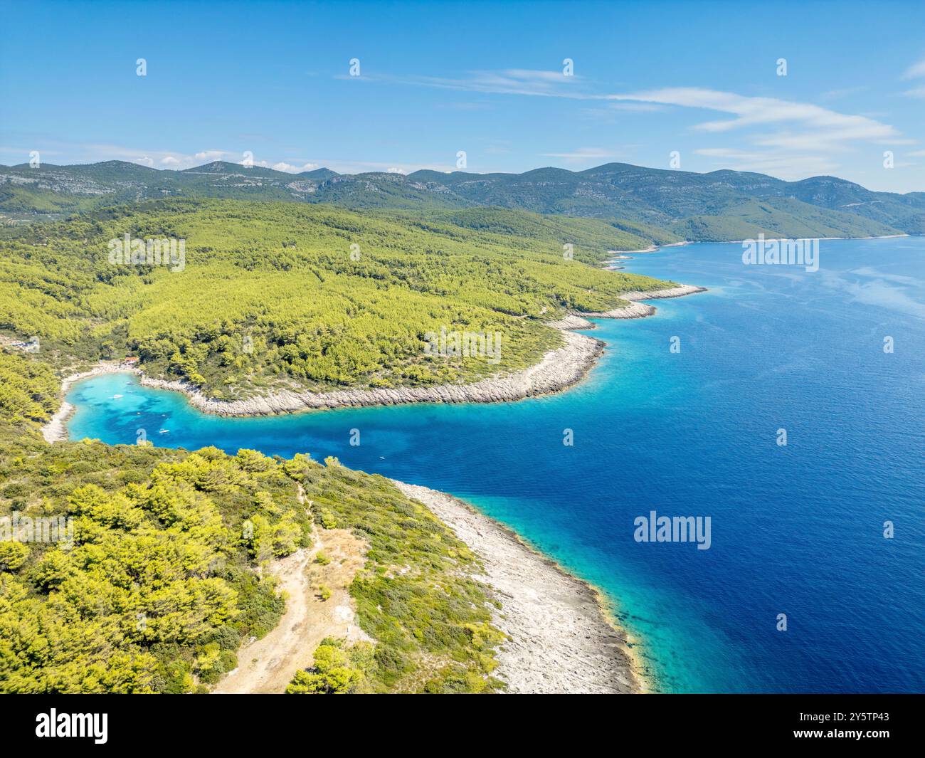 Korcula Island, Croatia - August 5, 2024: An overhead view of Zitna ...
