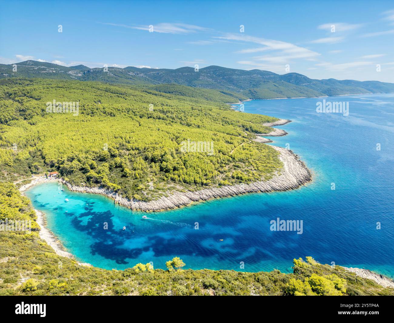 Korcula Island, Croatia - August 5, 2024: An overhead view of Zitna ...