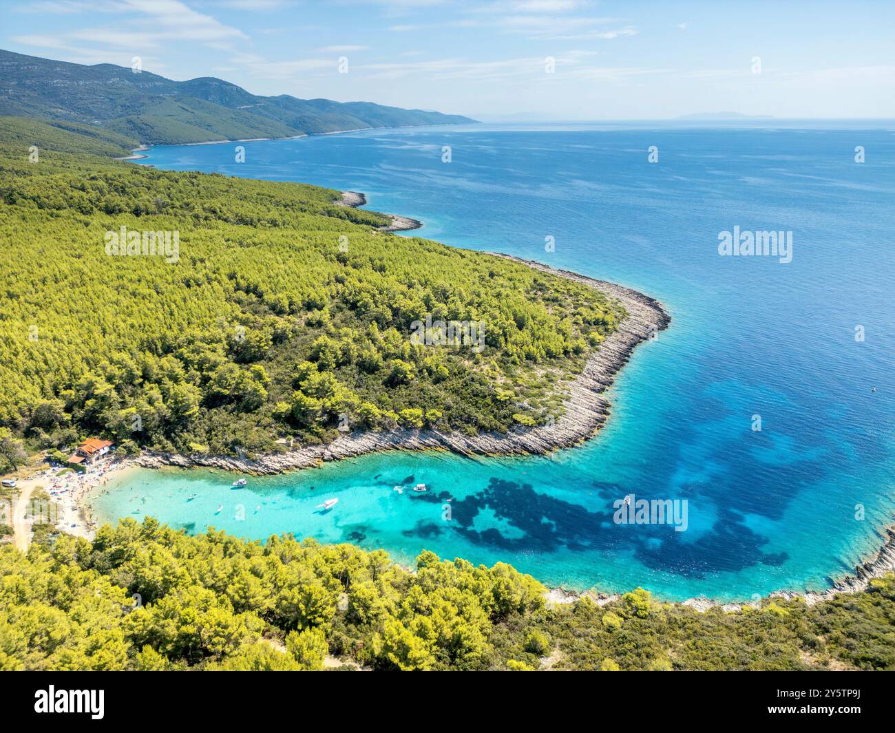 Korcula Island, Croatia - August 5, 2024: An overhead view of Zitna ...