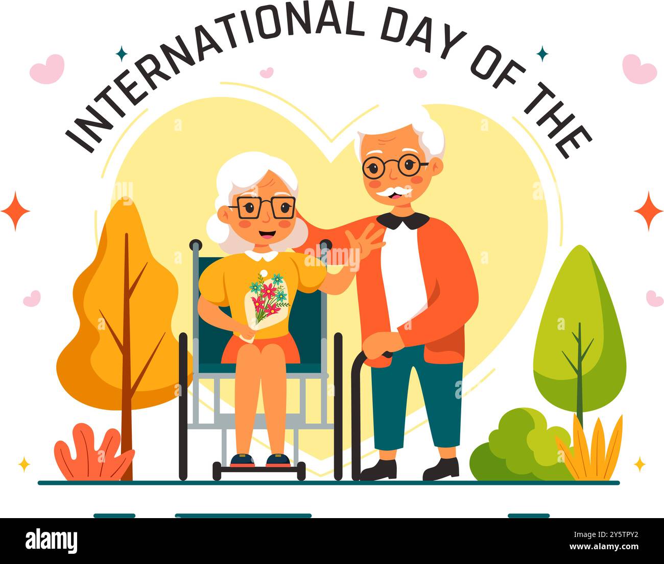 International Day of Older Persons Vector Illustration featuring an ...