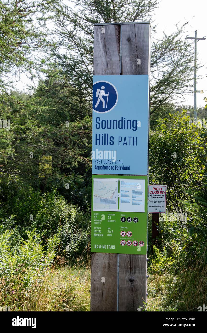 Sounding Hills Path sign on NL 10 in Aquaforte, Newfoundland & Labrador ...