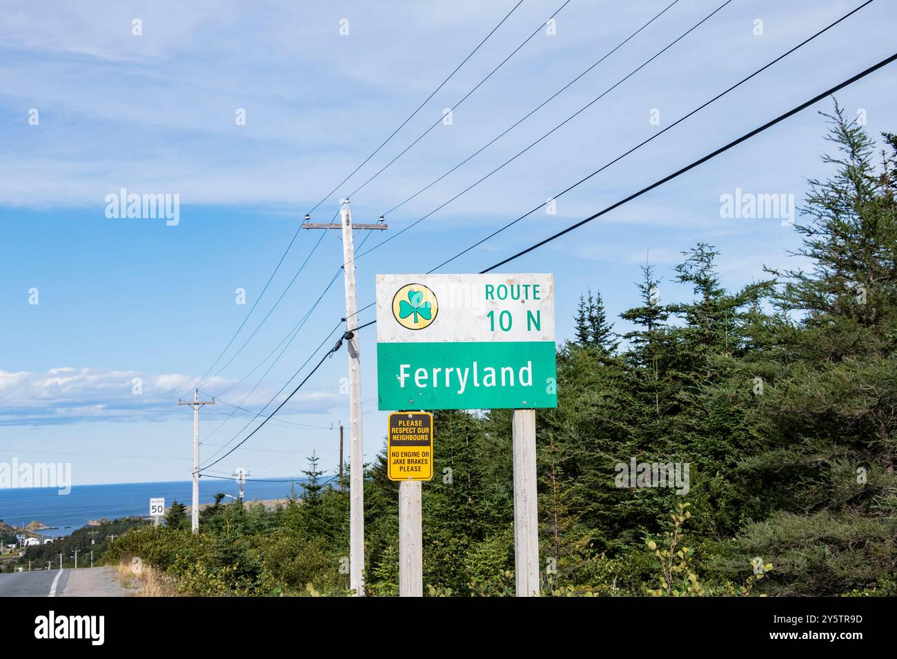 Route 10 N sign in Ferryland, Newfoundland & Labrador, Canada Stock ...