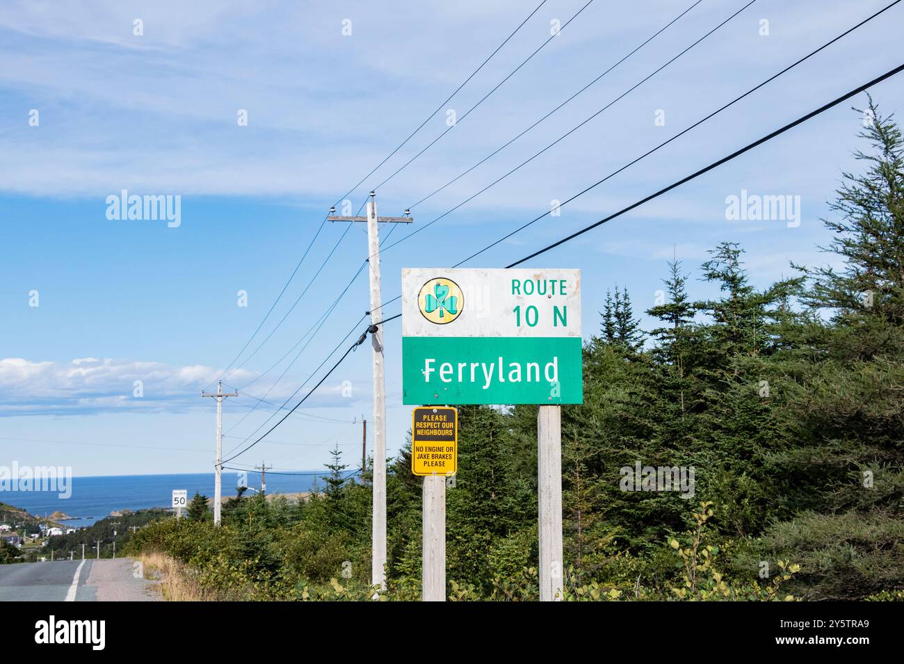 Route 10 N sign in Ferryland, Newfoundland & Labrador, Canada Stock ...