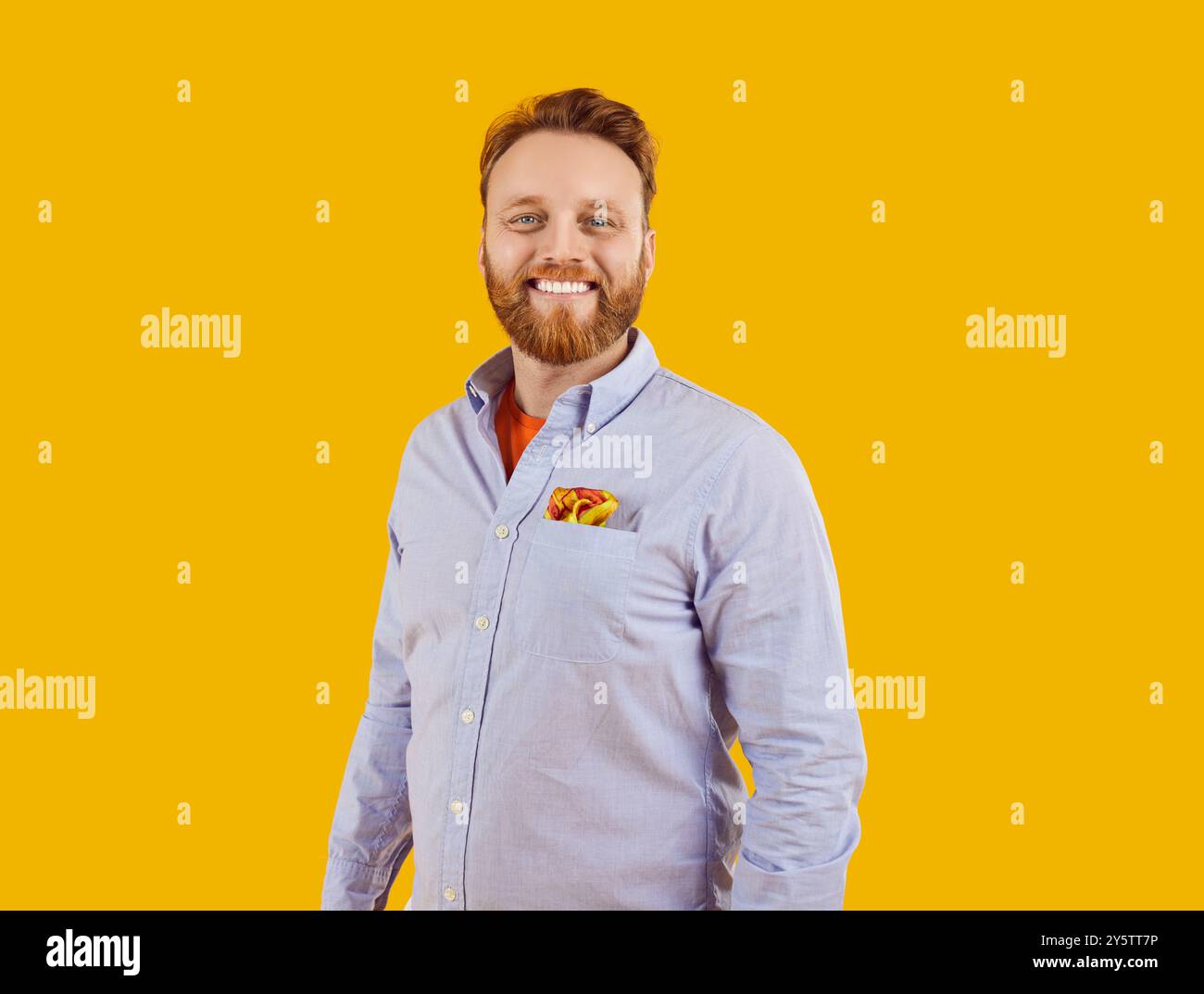 Happy smiling red haired and redbeard man, pleased, kind, amused facial ...