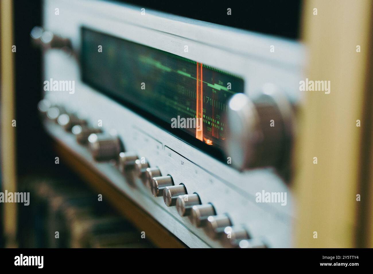 Retro audio equipment old tube amplifier radio iluminated scale Stock ...